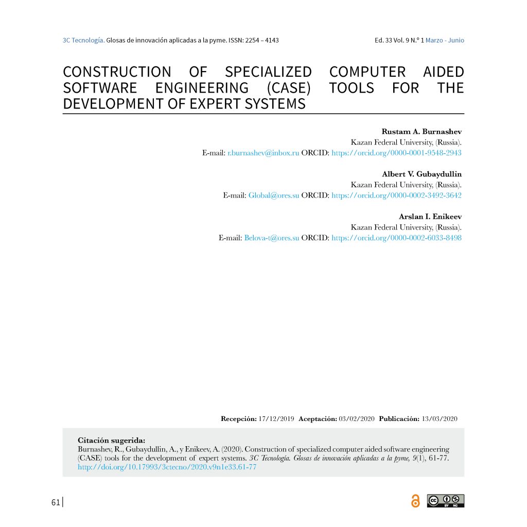 Construction of specialized Computer Aided Software Engineering (CASE ...