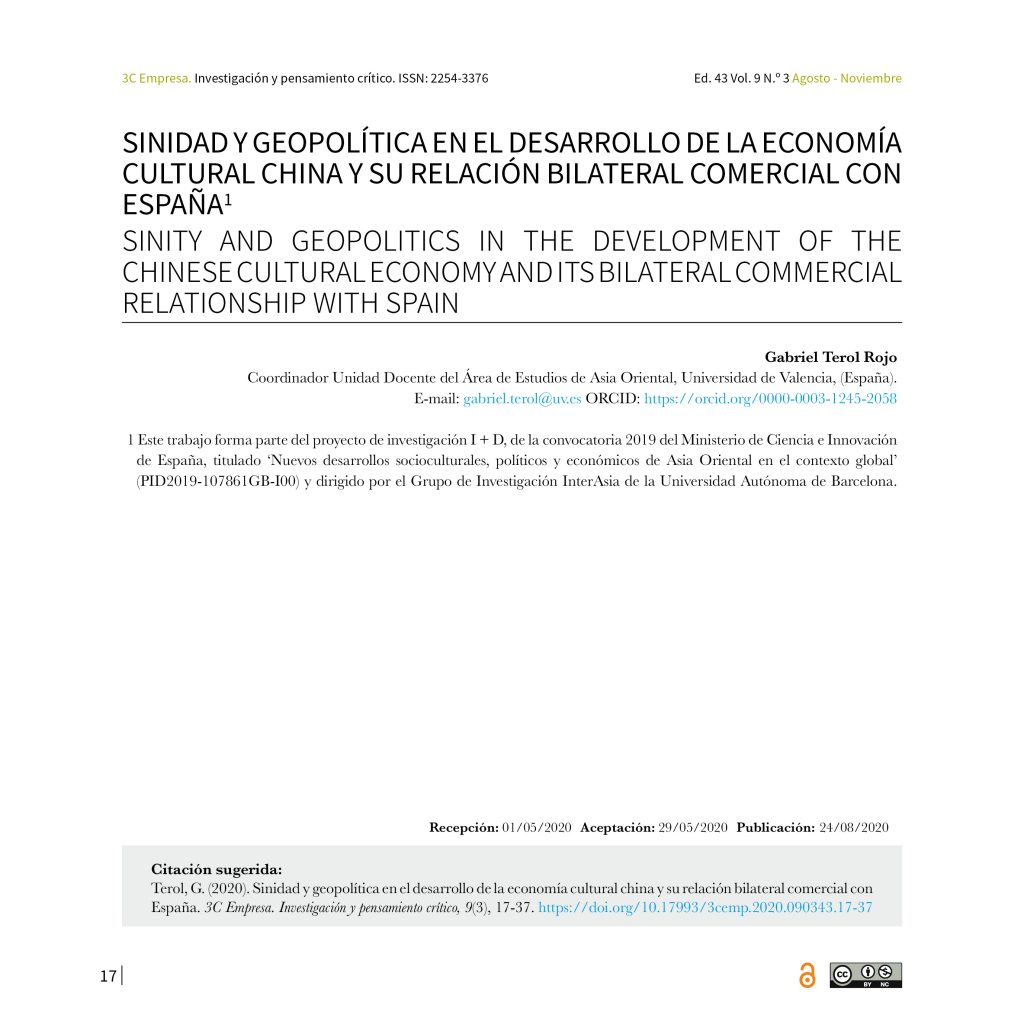Sinidad y geopolítica en el desarrollo de la economía cultural China y ...