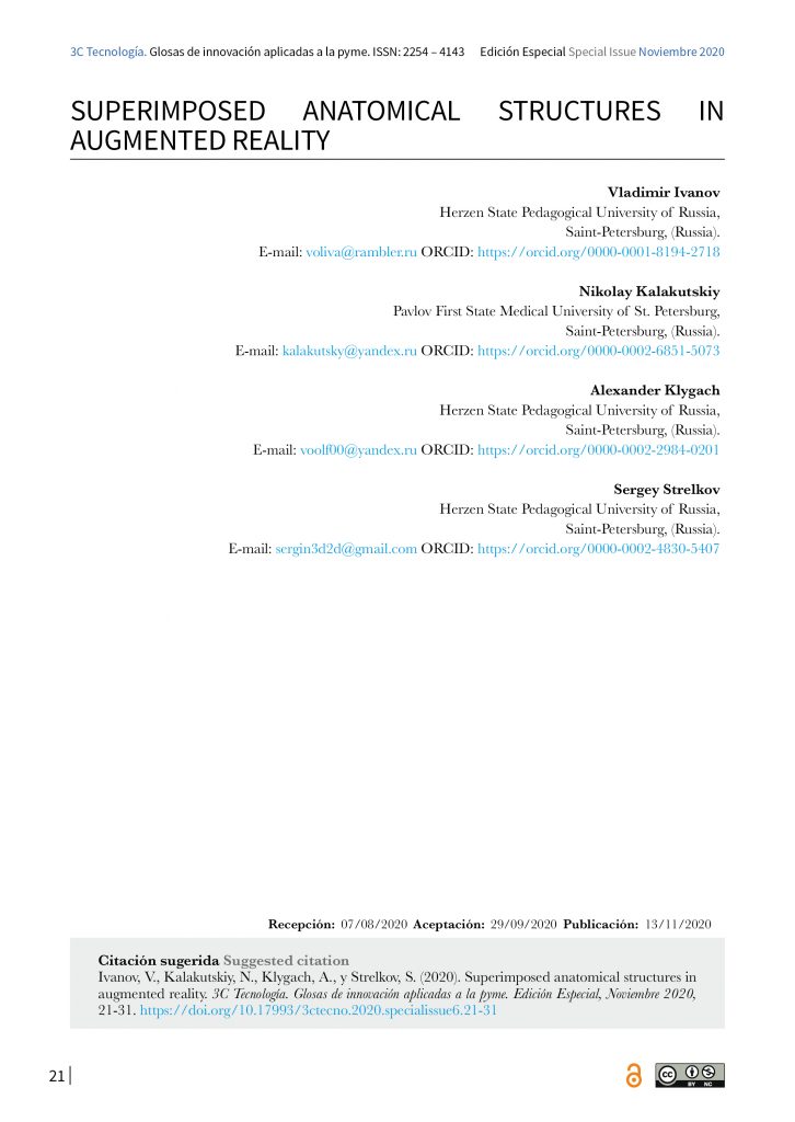 Superimposed anatomical structures in augmented reality - 3Ciencias